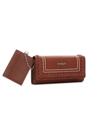 Desigual Long Faux Leather Wallet - Camel