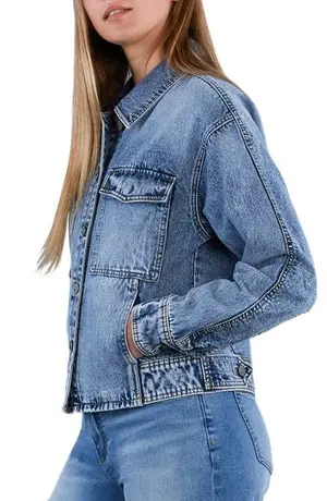 WASH LAB DENIM Retro Denim Trucker Jacket - Denim Lake