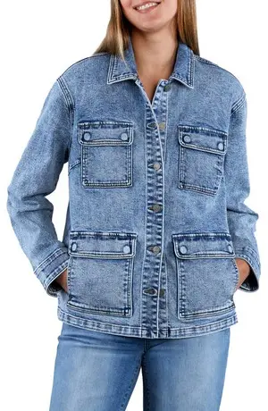 Wash Lab Denim Long Sleeve Jackets For Women