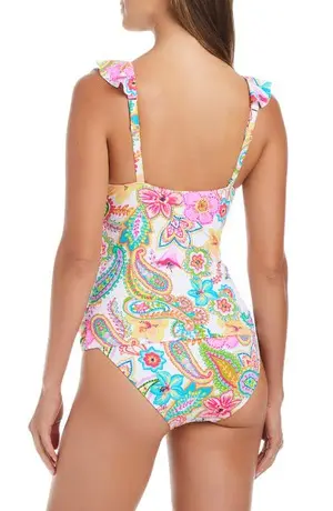 BLEU BY ROD BEATTIE Printed Ruffle Tankini