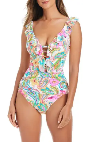 BLEU BY ROD BEATTIE Printed Ruffle Tankini