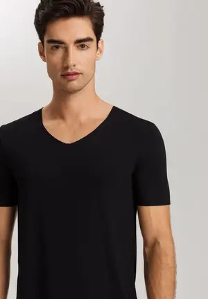 Hanro Clean Cut Seamless V-neck T-shirt - Black