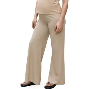 Mango Fine-knit Wide Leg Maternity Pants - Sand