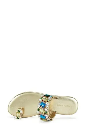 AZALEA WANG Belva Toe Loop Sandal - Yellow Gold/ Blue Multi