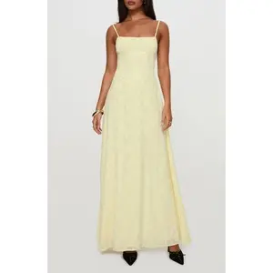 Princess Polly South Of France Floral Embroidered Gown - Yellow