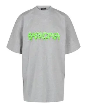 Balenciaga Oversized T-shirt - Heather Grey/slime Green