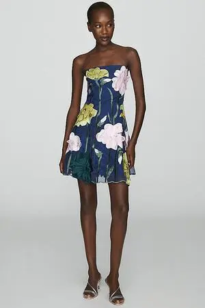 Anthropologie Floral Organza Mini Dress - Navy