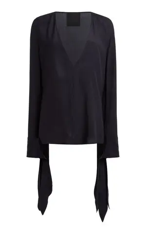 Givenchy Bow-cuff Silk Blouse - Black