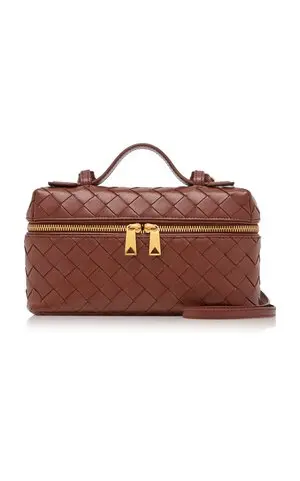 Bottega Veneta Intrecciato Leather Vanity Case - Brown