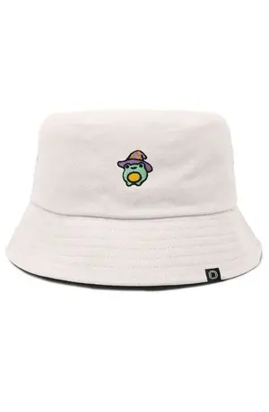 DALIX Embroidered Bucket Hat - Parchment White