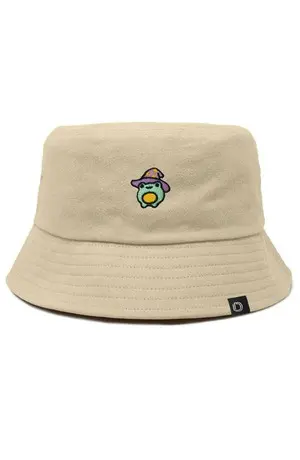 DALIX Sorcerer Frog Bucket Hat - Sesame Beige
