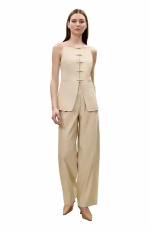 Rebecca Taylor Beatrice Stretch Linen Pant