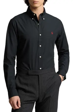 Polo Ralph Lauren Classic Fit Stretch Cotton Poplin Button-down Shirt Polo Black