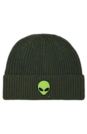 DALIX Embroidered Alien Beanie - Olive