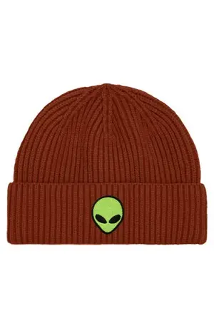 DALIX Embroidered Alien Beanie - Rust
