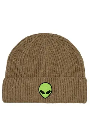 DALIX Embroidered Alien Beanie - Tan