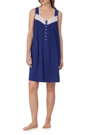Eileen West Sleeveless Jersey Chemise Nightgown - Navy