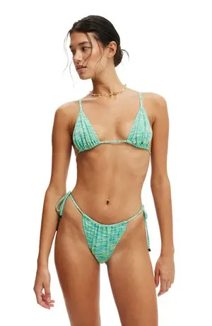 Cotton:on Micro Slider Triangle Bikini Top - Green Blue Space Dye