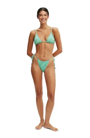 Cotton:on Micro Slider Triangle Bikini Top - Green Blue Space Dye