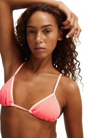 Cotton:on COTTON ON BODY Micro Slider Triangle Bikini Top Pink Flash Rib