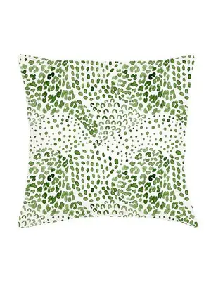 Anaya Cheetah Velvet Pillow With Down Insert - Green