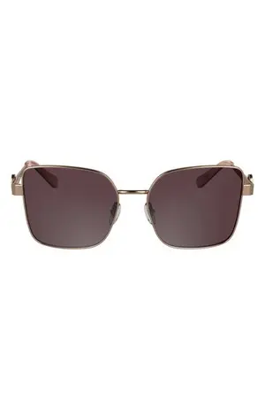 Longchamp Medallion 56mm Butterfly Sunglasses - Amber Gold/ Purple