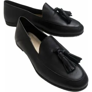 FOREVER & ALWAYS SHOES Mona Tassel Loafer - Black Leather