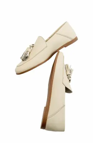 FOREVER & ALWAYS SHOES Mona Tassel Loafer - Light Beige Leather