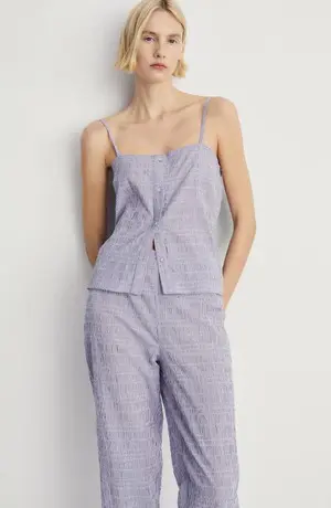 Mango Stripe Stretch Cotton Pajama Pants - Lilac