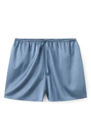 Mango Stretch Silk Pajamas Shorts - Blue