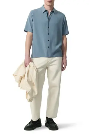 Rag & Bone Dalton Dobby Short Sleeve Button-up Shirt - Seagrey