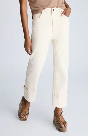 KENNETH COLE Straight Leg Jeans With Wide Cuffs