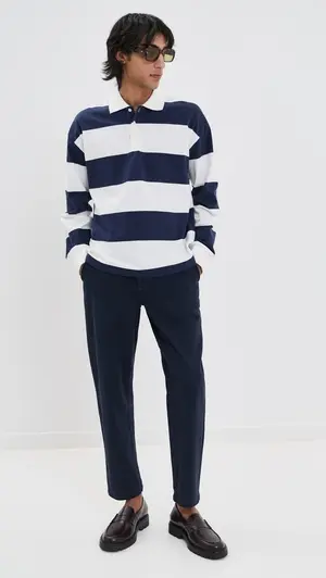 WAX LONDON Cotton Kurt Trousers - Navy
