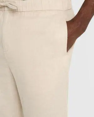 Frescobol Carioca Apos;s Oscar Linen And Cotton Drawstring Chino Trousers - Sand