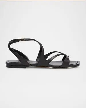 Women's Black Flat Strappy Sandals