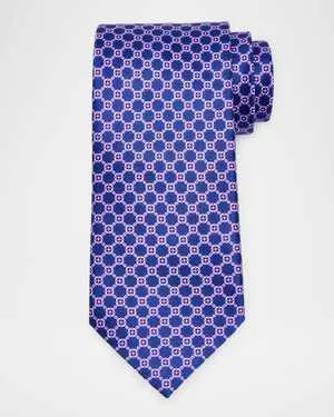 Stefano Ricci Stefano Ricci Geometric Silk Neck Tie Blue