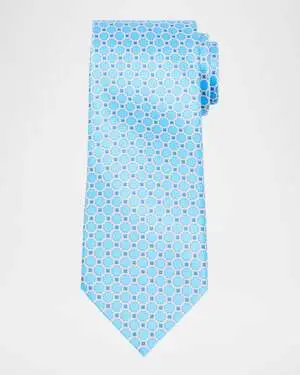 Stefano Ricci Stefano Ricci Geometric Silk Neck Tie Light Blue