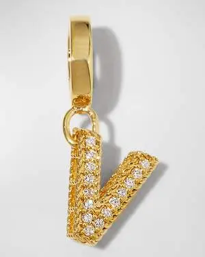 Roberto Coin 18k Diamond Initial V Charm - Yellow Gold