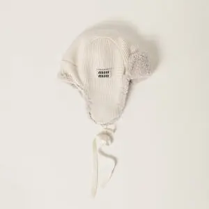 Miu Miu Wool, Cashmere And Shearling Trapper Hat - White