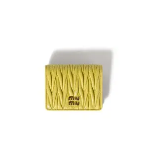 Miu Miu Small Matelassé Nappa Leather Wallet - Citron Yellow