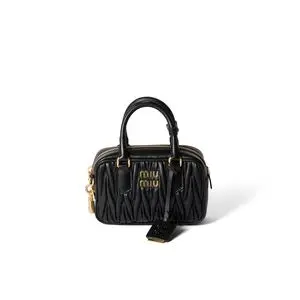 Miu Miu Arcadie Matelassé Nappa Leather Bag - Black