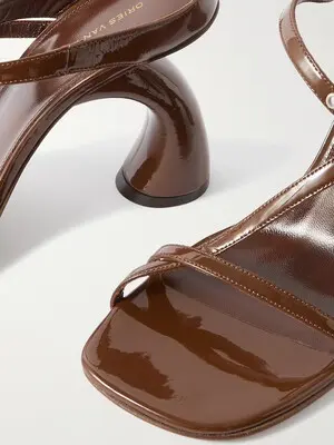 Dries Van Noten Patent-leather Mules - Brown