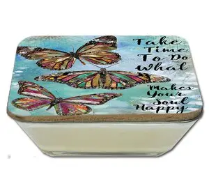 COURTSIDE MARKET Time Butterflies Soy Wax Candle & Artboard - One-color