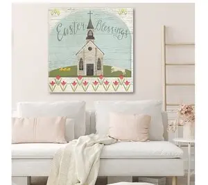 COURTSIDE MARKET Easter Blessings 30x30 Canvas Wall Art - One-color