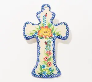 LIDIA'S POLISH POTTERY Hand Painted Cross - One-color