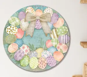 COURTSIDE MARKET Easter Egg Wreath 12x12 Circul Ar Artboard - One-color