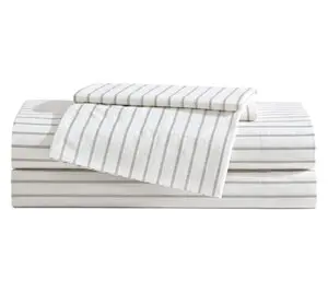 Eddie Bauer Essential Stripe White-beige-grey T In Sheet Set - One-color