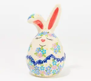 LIDIA'S POLISH POTTERY Hand Painted Bunny In An Egg - One-color