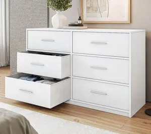 TECHNI HOME Wood Frame Dresser With 6 Large Fab Ric Drawers - One-color