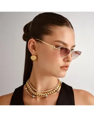 Le Specs The Soiree 60mm Cat Eye Sunglasses - Gold